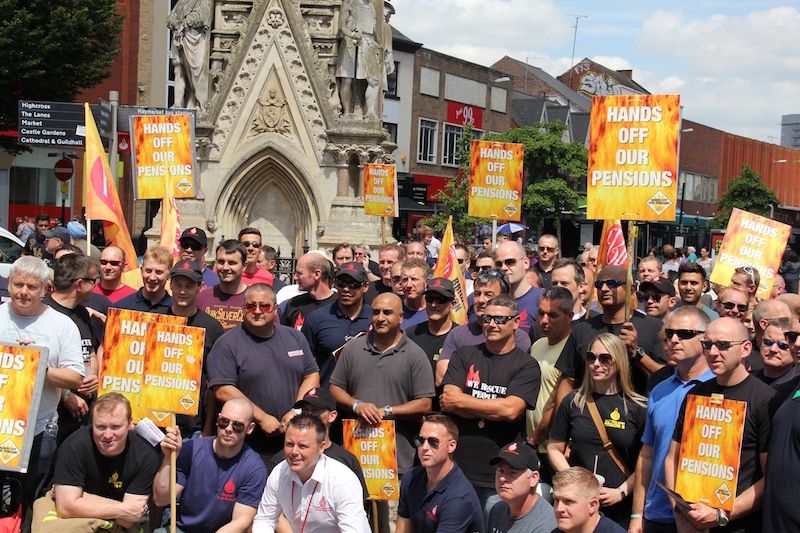 Leicestershire Fire Fighters Strike at Clock Tower